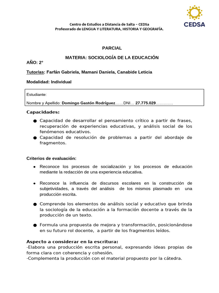 Sociologia Parcial 2do. Cuatri. | PDF | Socialización | Sociología