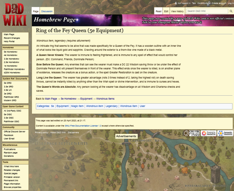 Ring of the Fey Queen (5e Equipment) - D&D Wiki | PDF | Wiki | Computing