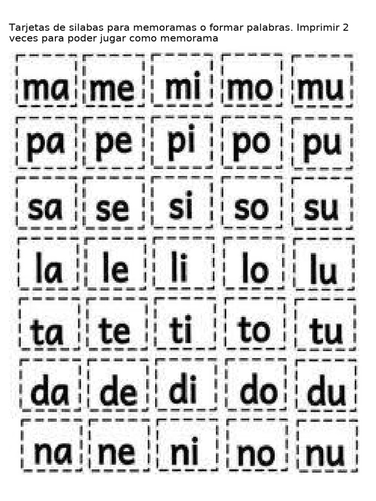 Tarjetas de sílabas y ejercicios matemáticos | PDF