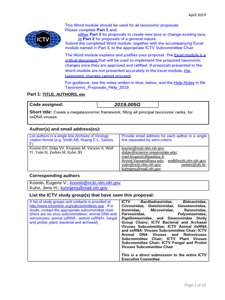 2019 005G A v1 Monodnaviria | PDF | Genetics | Life Sciences