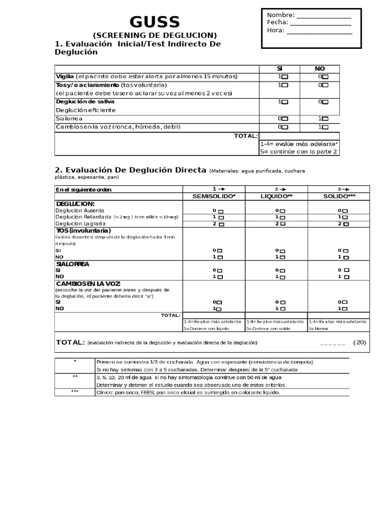 348955097 Evaluacion Deglucion Adultos GUSS | PDF