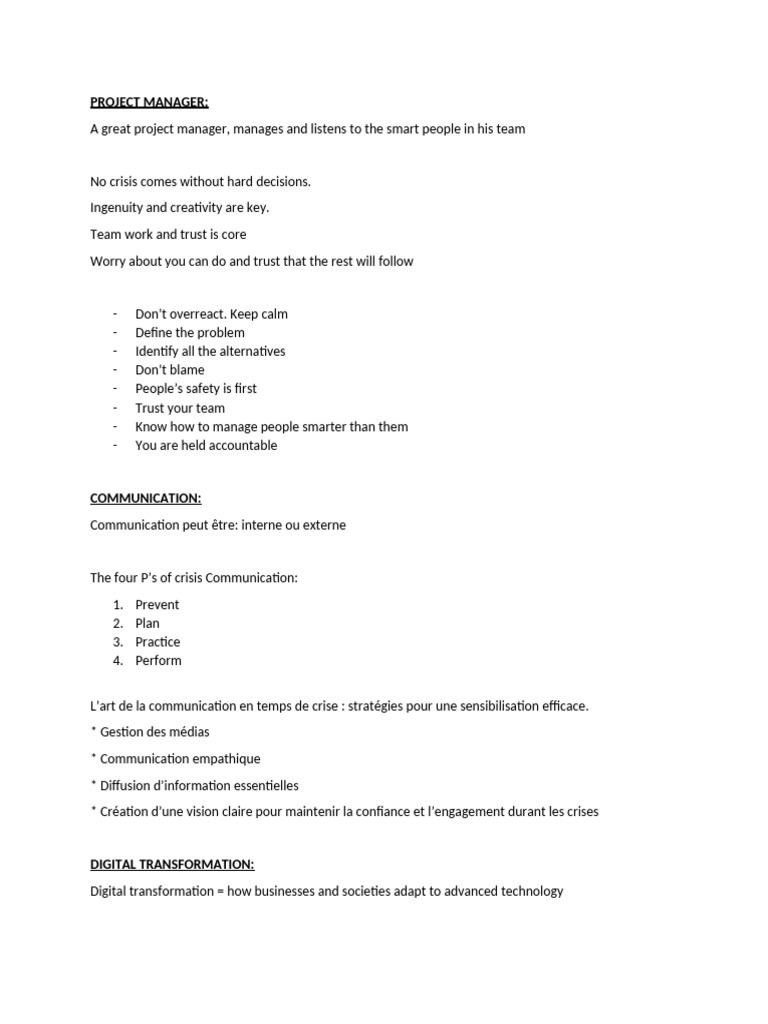 Management in time of crisis | PDF