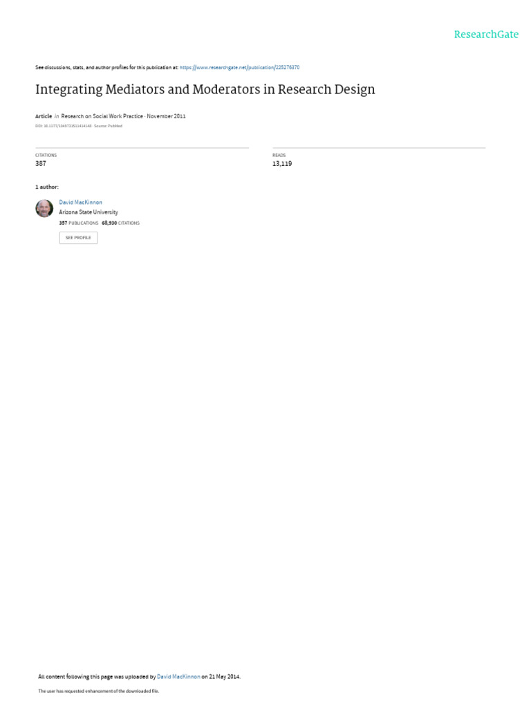 Integrating Mediators and Moderators in Research | PDF | Statistics ...