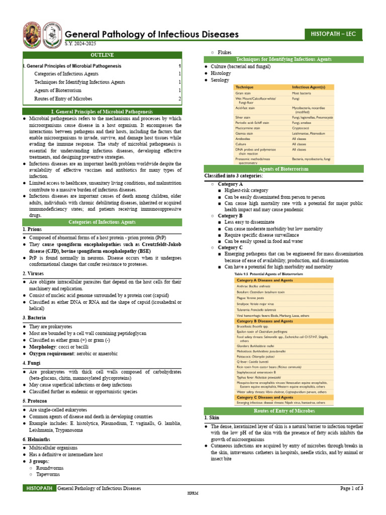 General Pathology of Infectious Diseases_Histopath | PDF | Infection ...