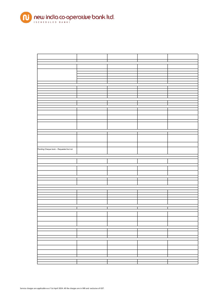 Bank Service Charges Overview 2024 | PDF | Transaction Account | Cheque