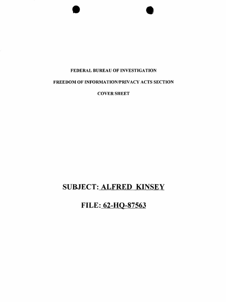 FBI Investigation Alfred Kinsey Violations of The Interstate ...