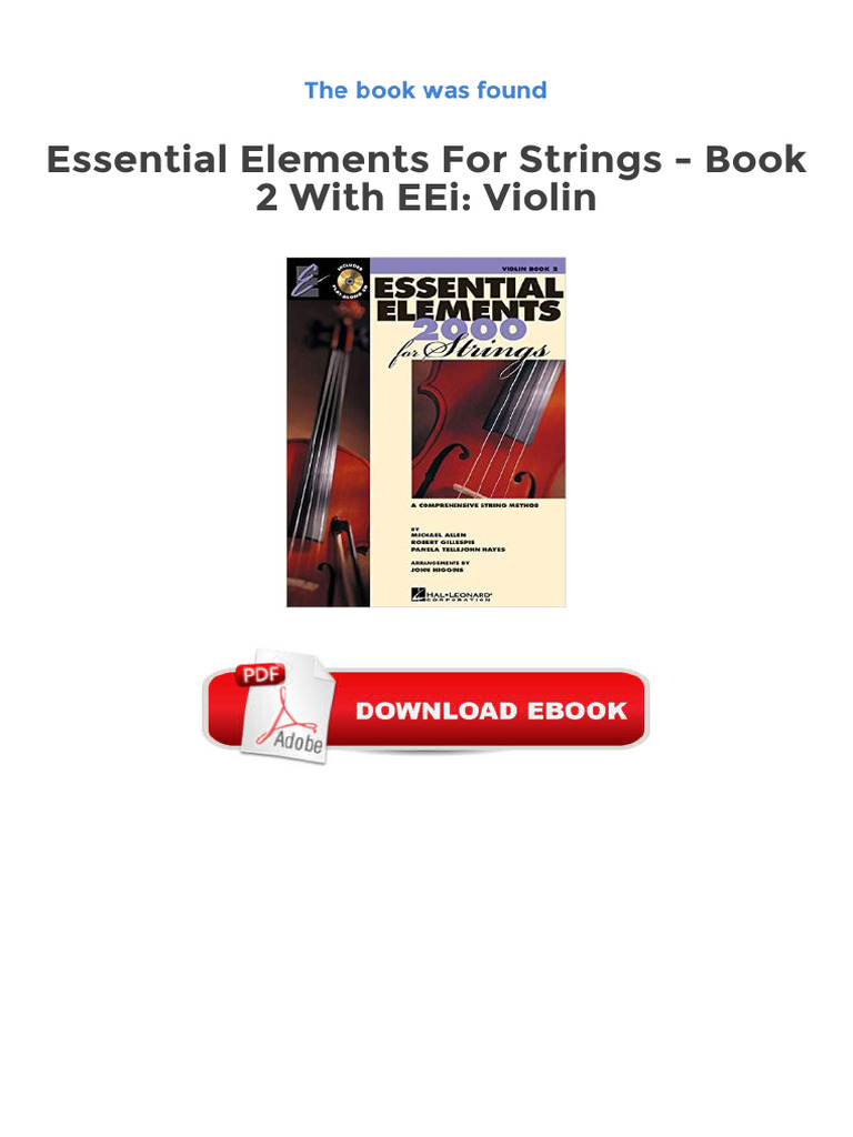 Essential Elements For Strings Book 2 With Eei Violin Free Download PDF | PDF | Violin | String ...