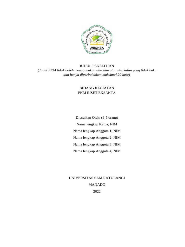 Panduan Penyusunan Proposal PKM Riset | PDF