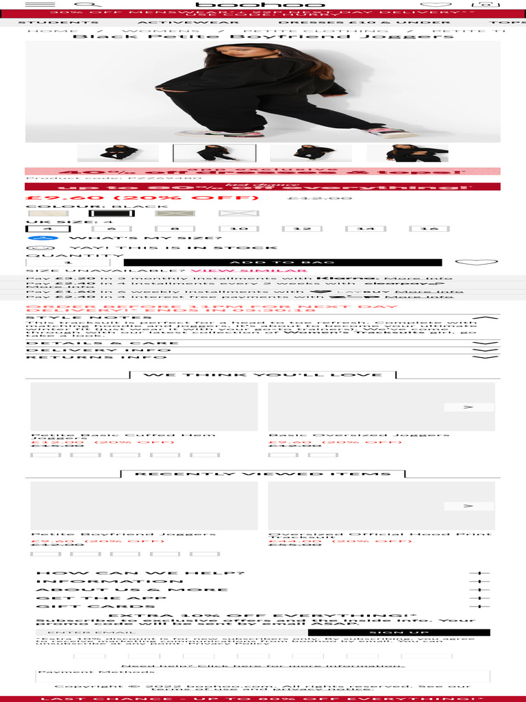 Women's Black Petite Boyfriend Joggers Boohoo UK | PDF