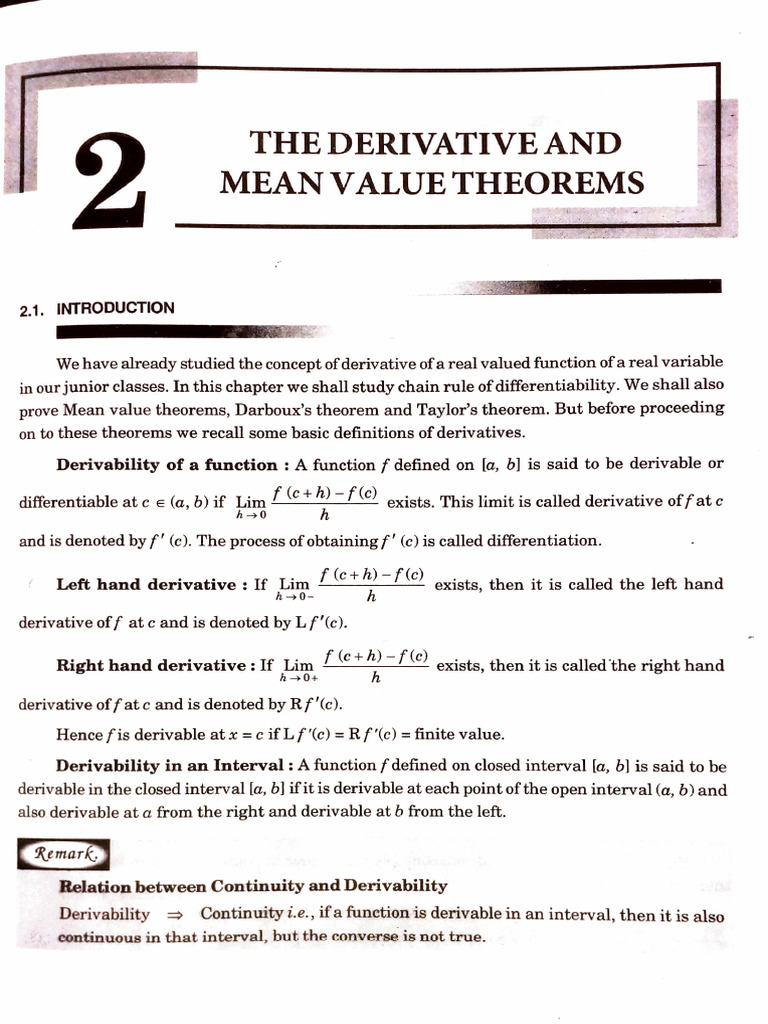 02a Derivative and Mean Value Theorem LEC 3 | PDF | Function (Mathematics) | Derivative