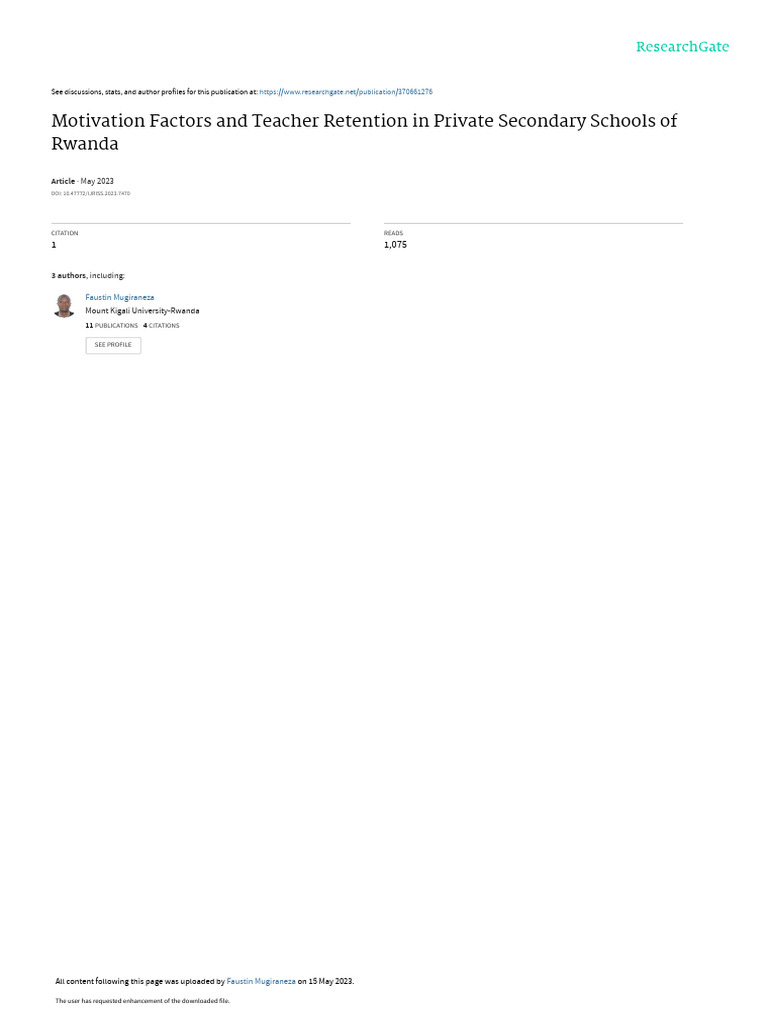 Motivation_Factors_and_Teacher_Retention_in_Privat | PDF | Employee ...