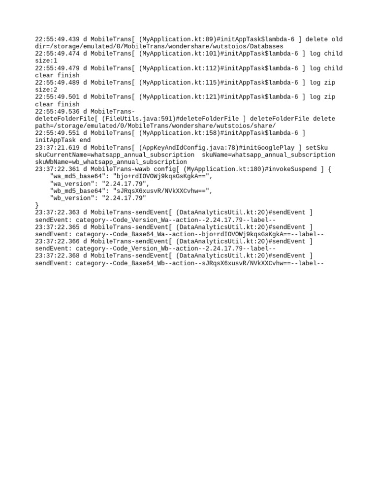 MobileTrans App Log Analysis | PDF