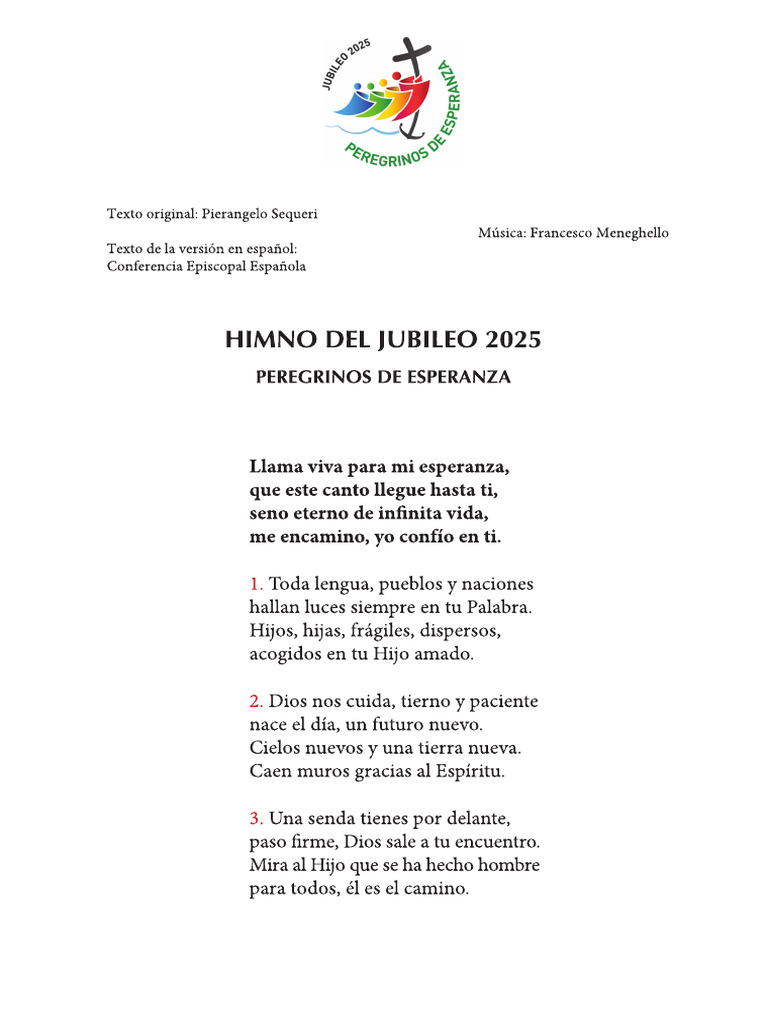 Himno Del Jubileo 2025 | PDF