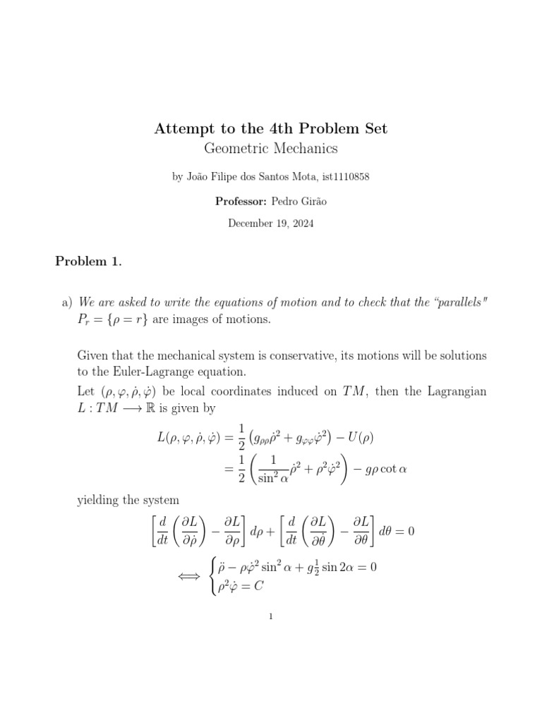 GM_P4_jm | PDF | Hamiltonian Mechanics | Lagrangian Mechanics