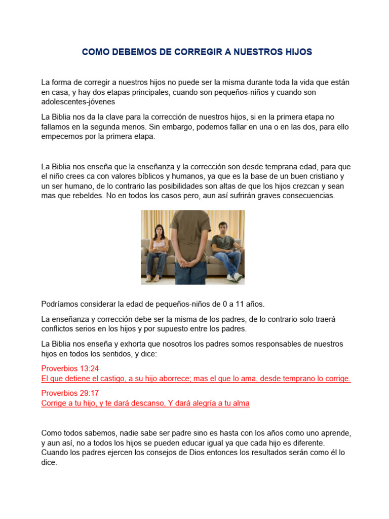 Como Debemos de Corregir A Nuestros Hijos | PDF | Dios | Libro de ...