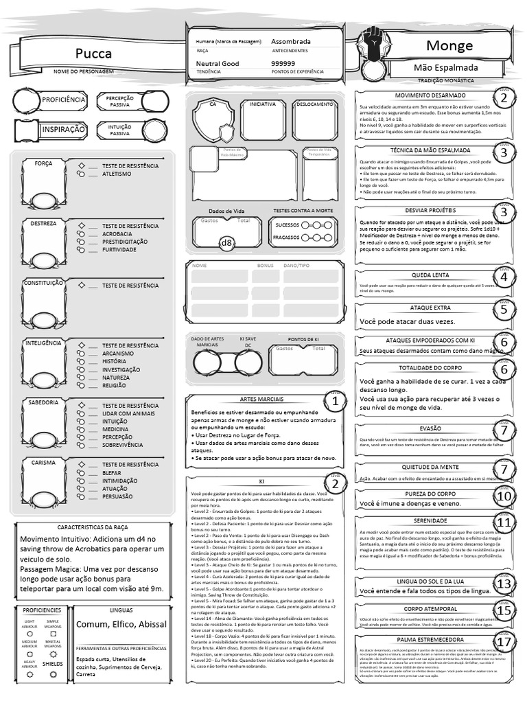 Ficha Personagem DND - Pucca | PDF
