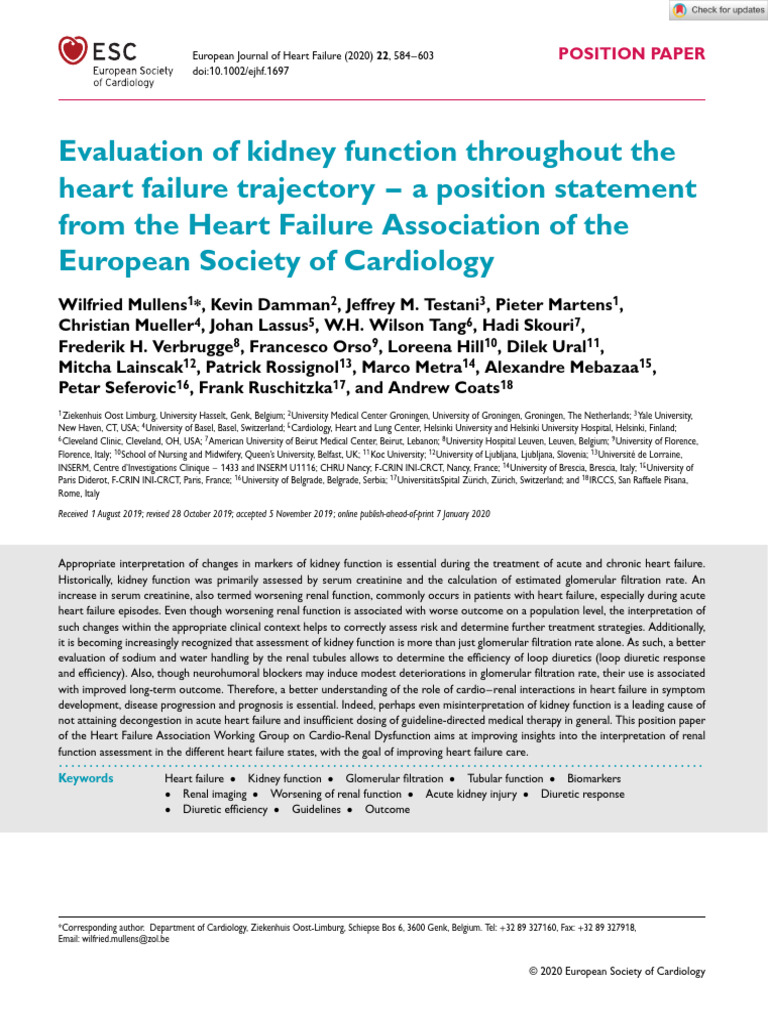 European J of Heart Fail - 2020 - Mullens - Evaluation of Kidney ...