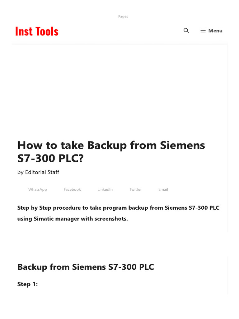 Backup From Siemens PLC | PDF
