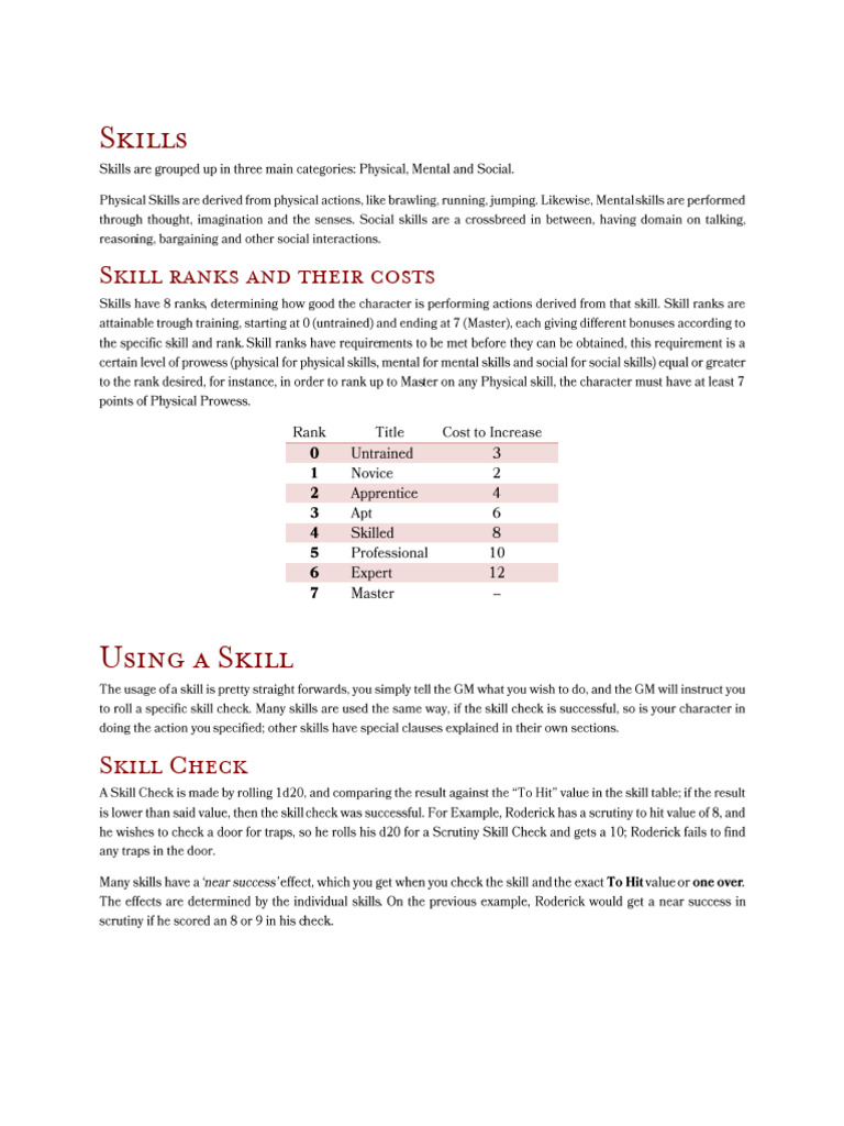 Understanding Skill Types and Ranks | PDF