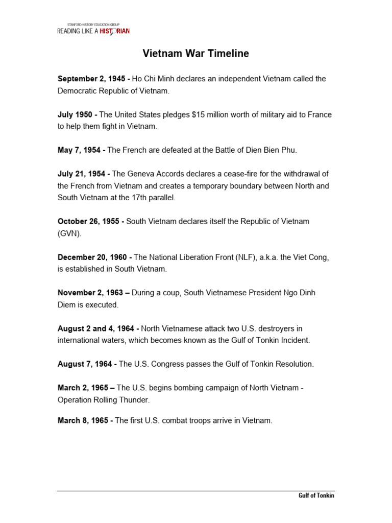 Gulf of Tonkin War Timeline and Analysis | PDF | Vietnam War | South ...