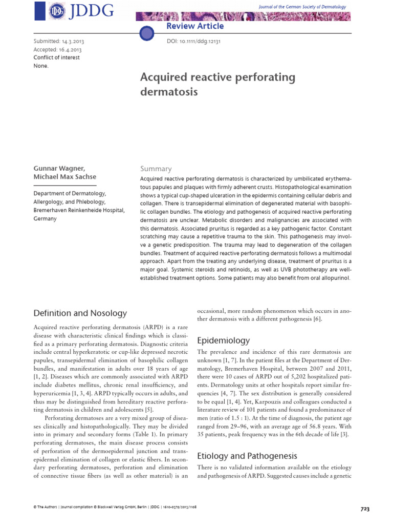 Acquired reactive perforating dermatosis | PDF | Clinical Medicine ...