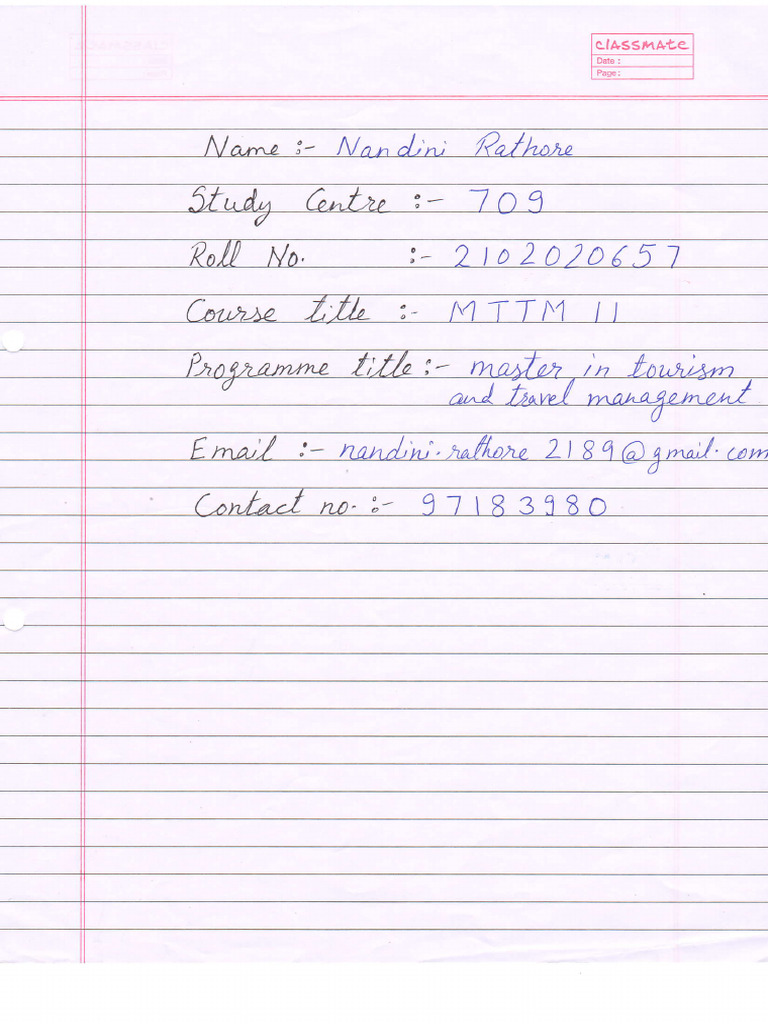 Nandini Rathore MTTM 11 | PDF