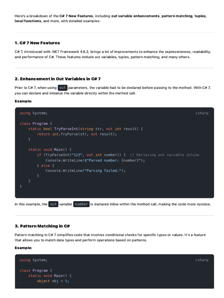 5 New Csharp Features D8d86c84 962e 46f5 A0b1 01c2eeddf06f Pdf C