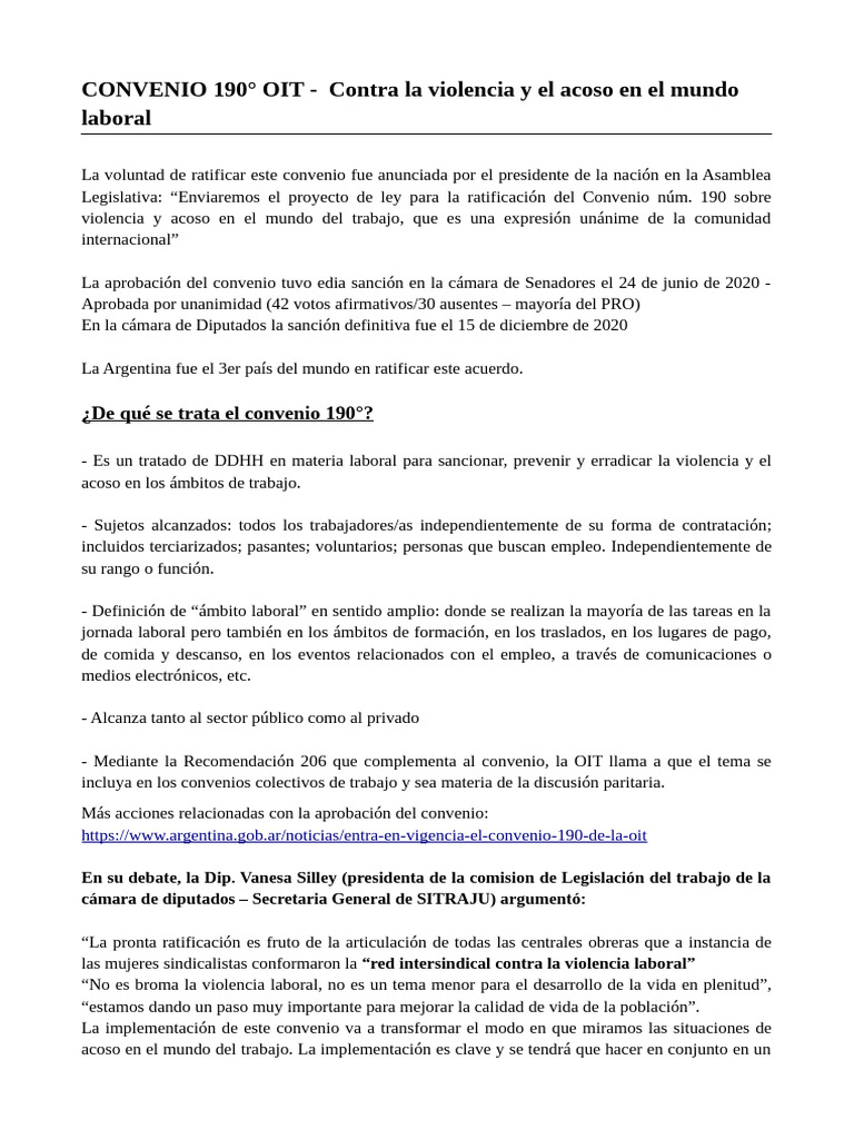 Convenio 190 OIT - de Que Se Trata | PDF | Organización Internacional del Trabajo | Justicia