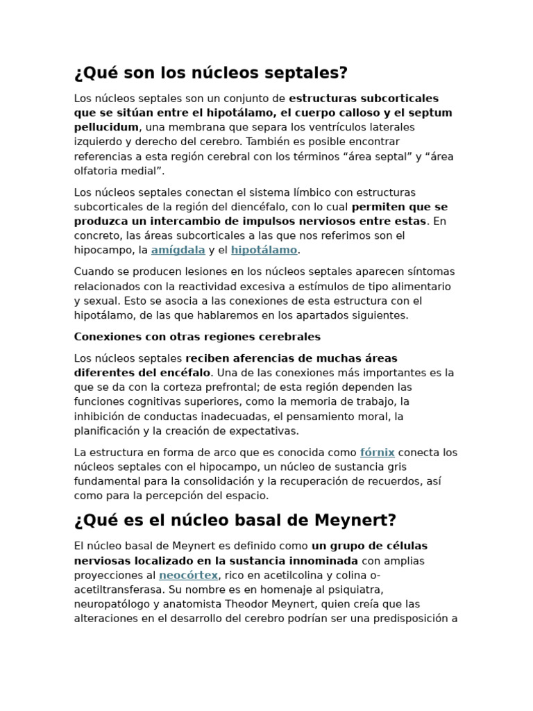Funciones y anatomía de los núcleos septales | PDF | Las emociones ...