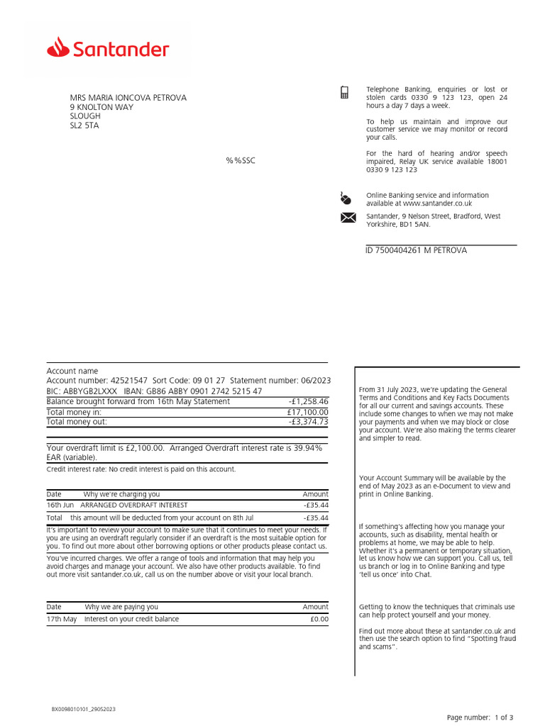 Current Account Statement 17062023 | PDF | Overdraft | Debit Card