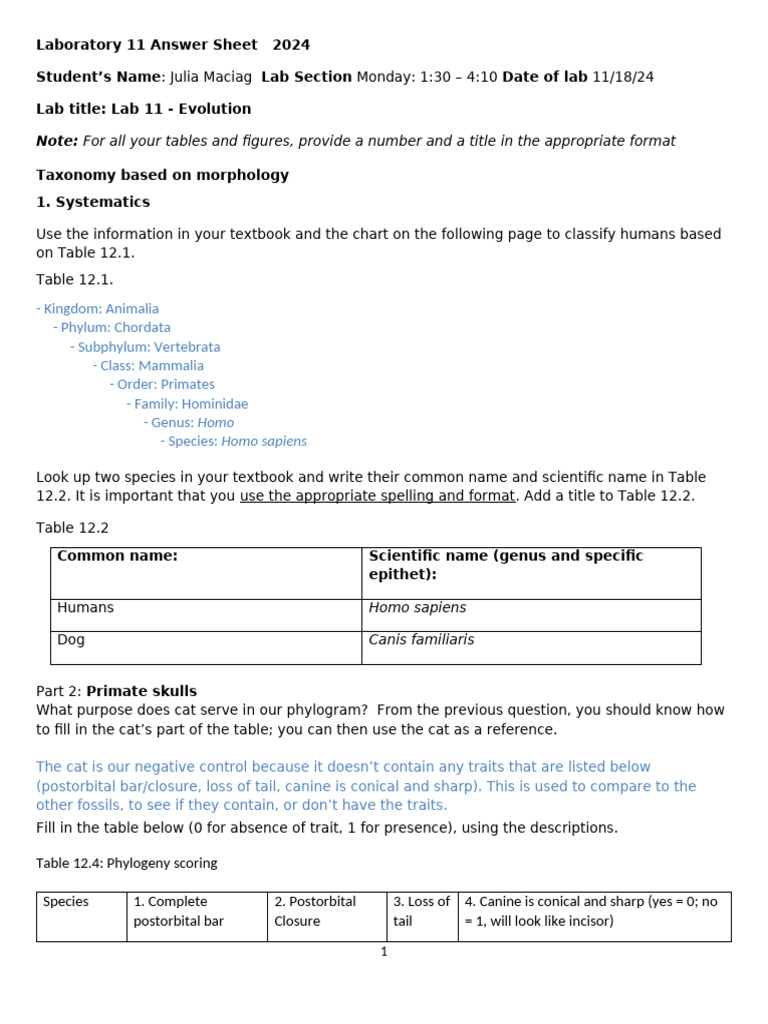 Evolution Laboratory Answer Sheet 2023 | PDF | Foot | Terrestrial ...