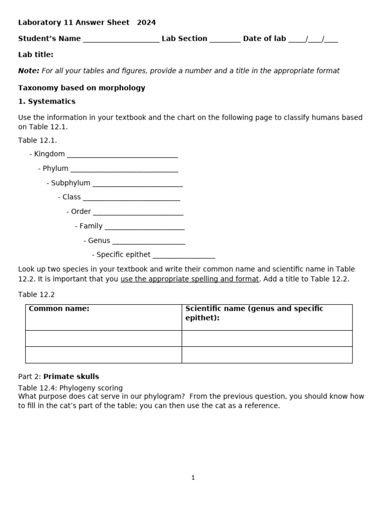 Evolution Laboratory Answer Sheet 2023 | PDF | Homo