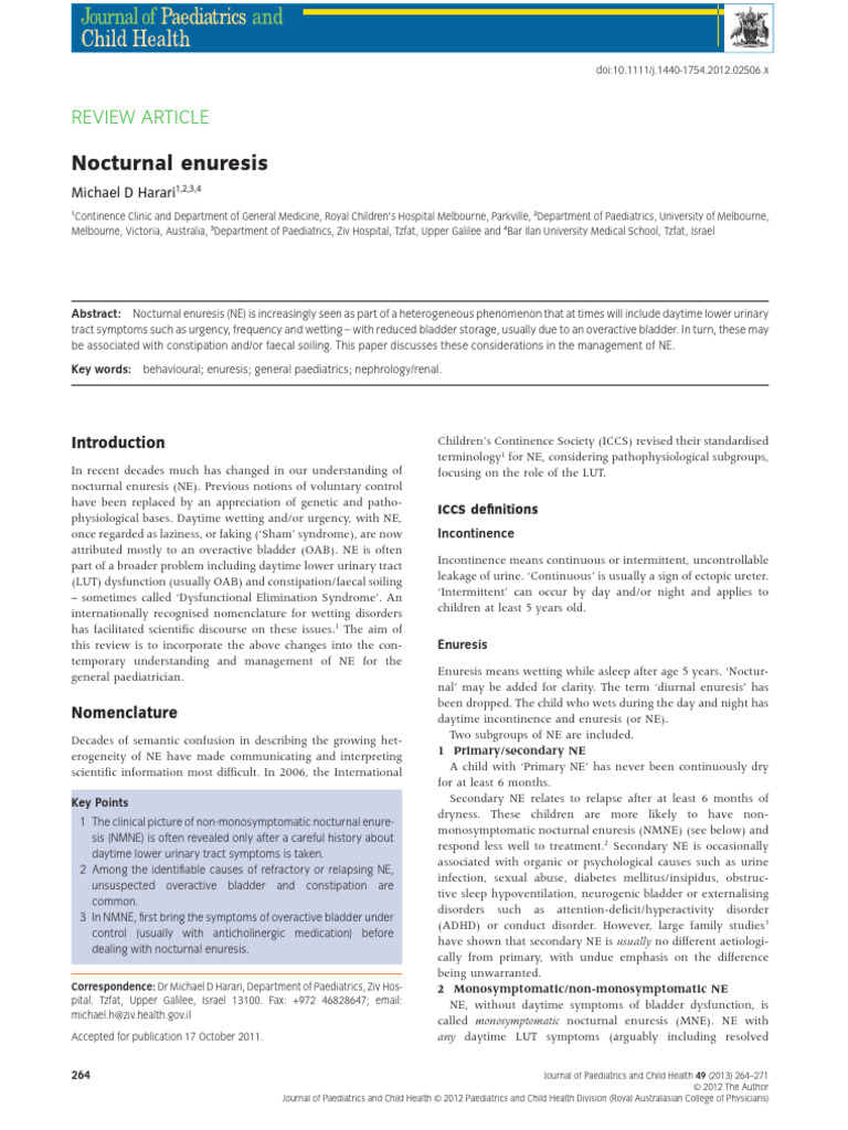 Understanding Nocturnal Enuresis | PDF | Urinary Incontinence ...