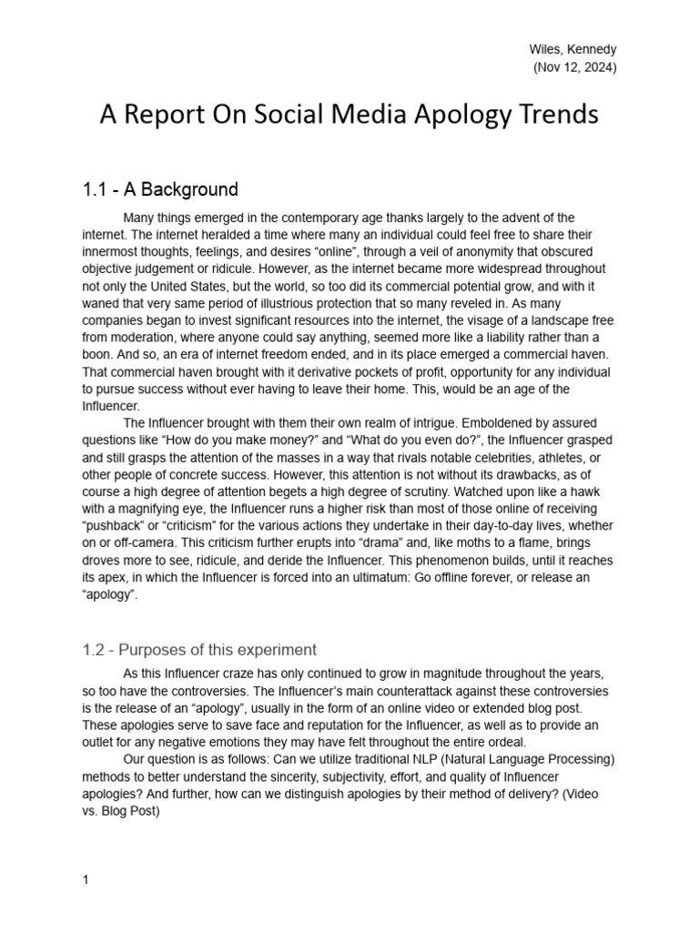 A Report On Social Media Apology Trends | PDF | You Tube