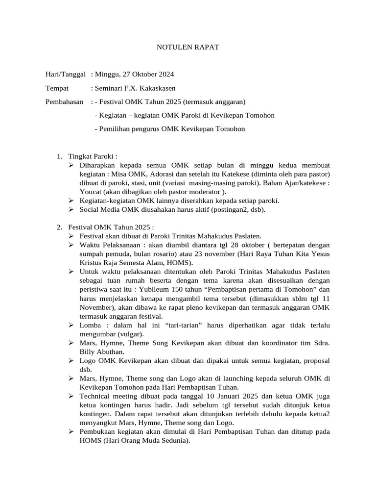 Notulen Rapat 27-10-2024 | PDF