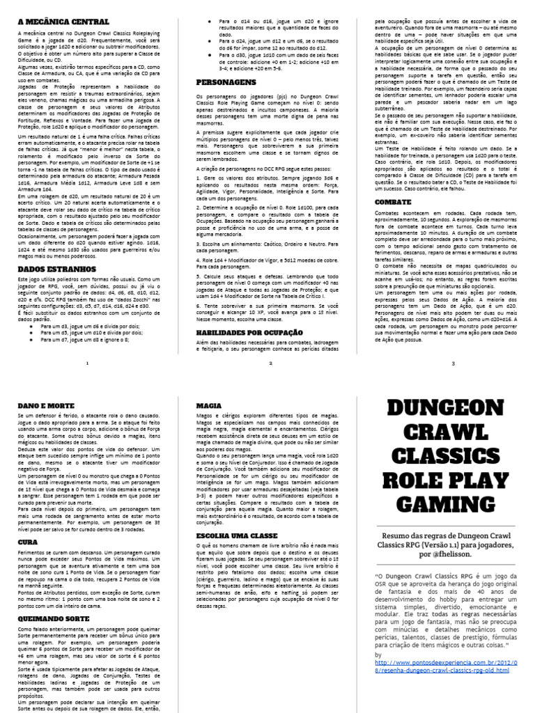 Resumo de Regras de DCC RPG | PDF | Jogos de RPG
