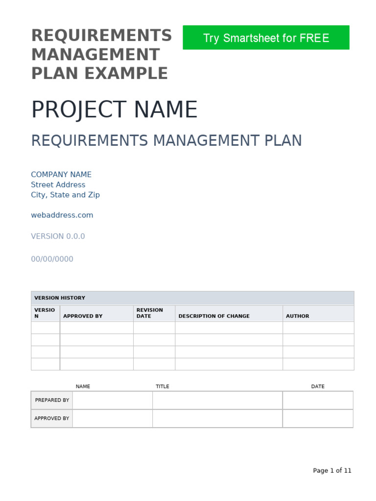 IC Requirements Management Plan Example 11526 WORD | PDF | Systems ...