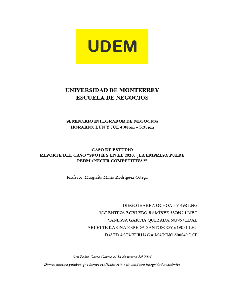Reporte Spotify - Seminario | PDF | Spotify | Streaming Media
