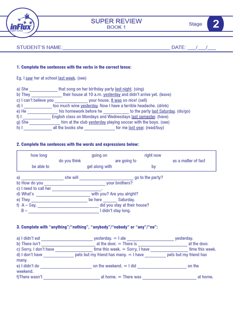 Super Review Book 1 Stage 2 Nova | PDF | Syntax | Grammar