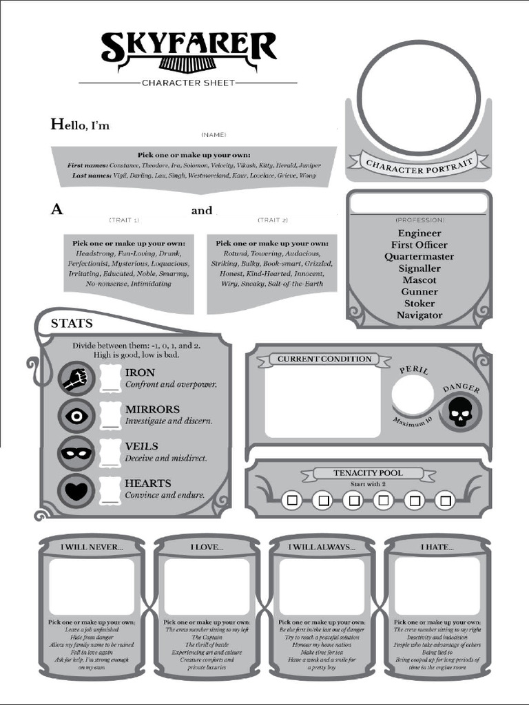 Skyfarer Fillable Sheet | PDF