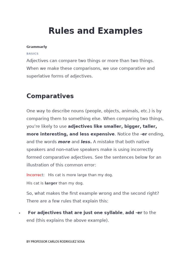 Rules For Comparatives and Superlatives Grammarly Grammar Guides - 110008 | PDF | Adjective ...