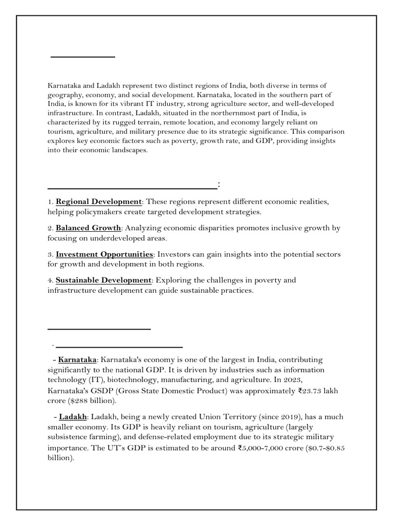 Karnataka and Ladakh Eco Project | PDF | Gross Domestic Product | Poverty