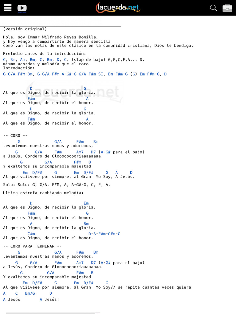 AL QUE ES DIGNO, Marcos Witt Acordes | PDF