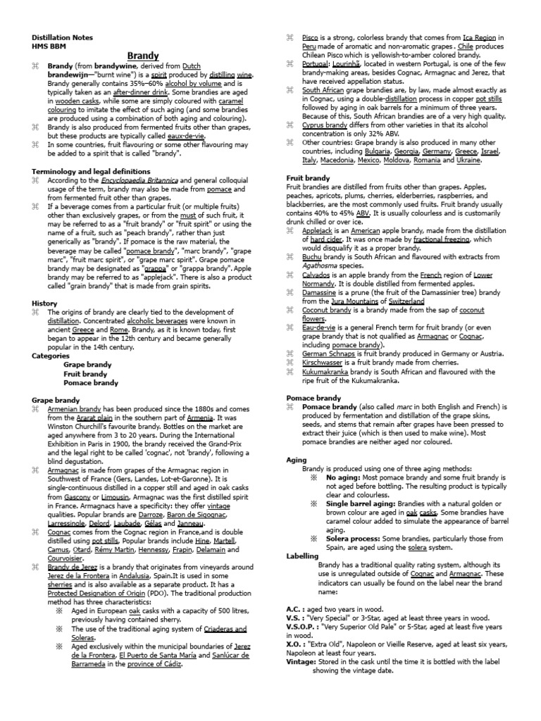 distilled beverages notes.docx | PDF | Whisky | Brandy