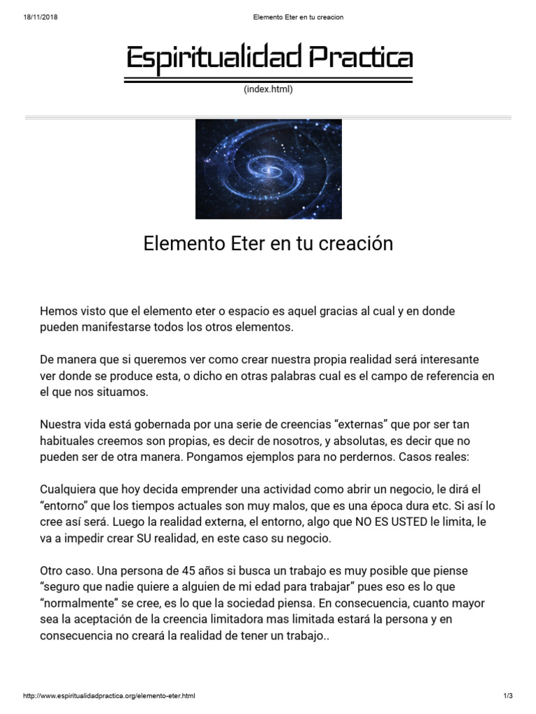 Elemento Eter en Tu Creacion | PDF | Realidad | Éter luminífero