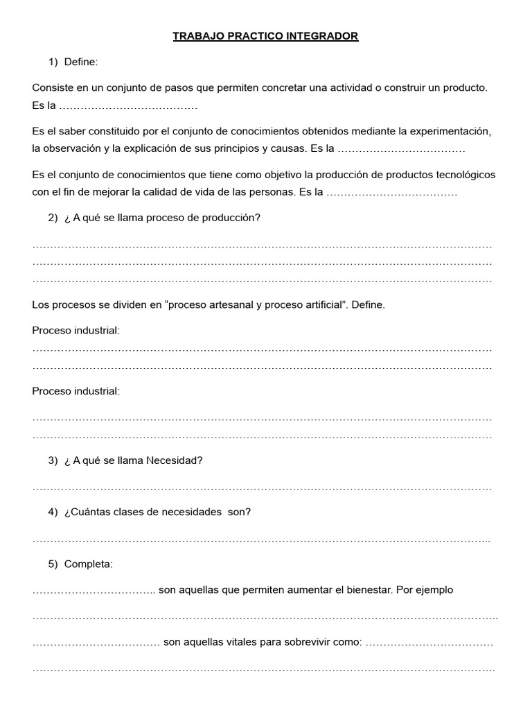 TRABAJO PRACTICO INTEGRADOR Tecnologia | PDF