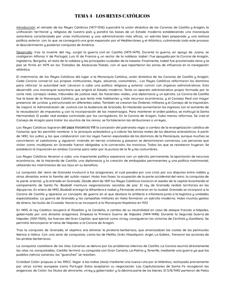 Tema 4-Reyes Católicos | PDF | Imperio español