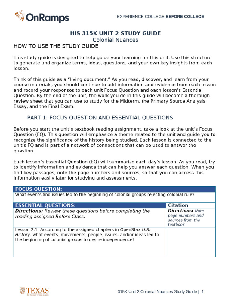 SG HIS 315K U2 Student Version | PDF | Age Of Enlightenment