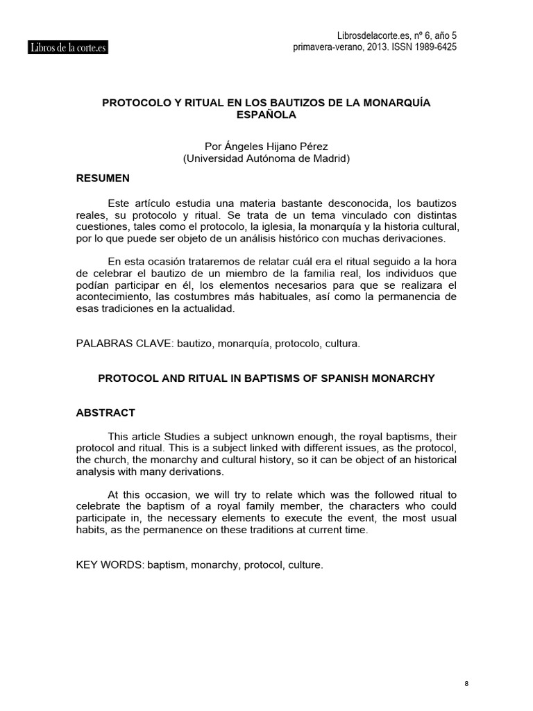Bautizos Reales: Protocolo y Ritual | PDF