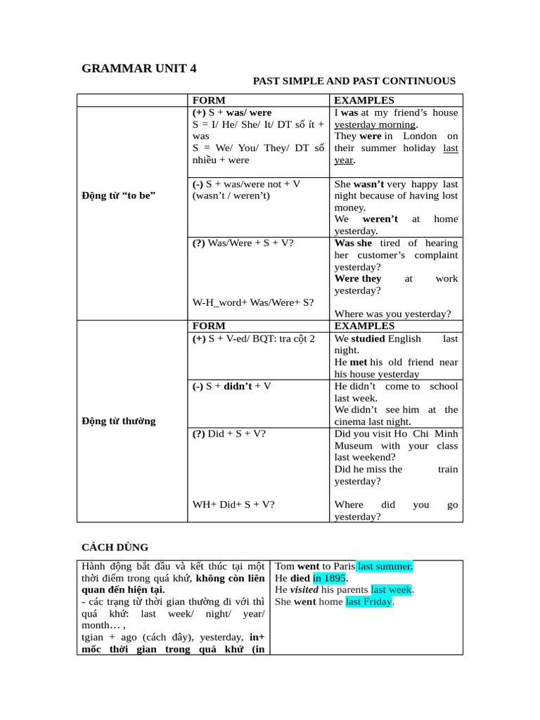 GRAMMAR UNIT 4 | PDF